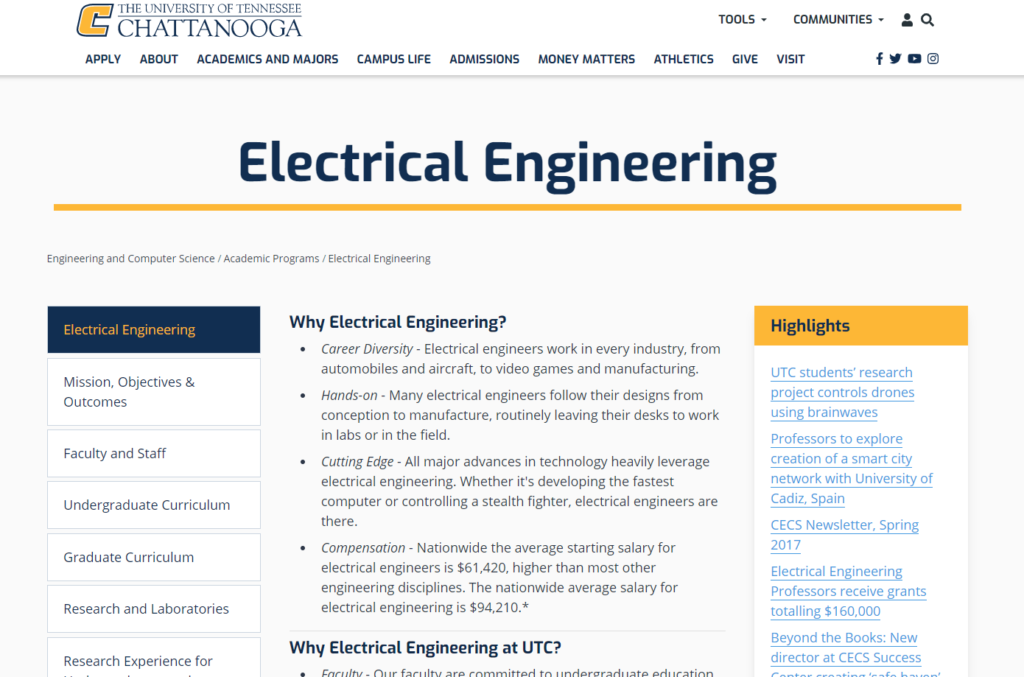 University of Tennessee of Chattanooga's College of Engineering and ...